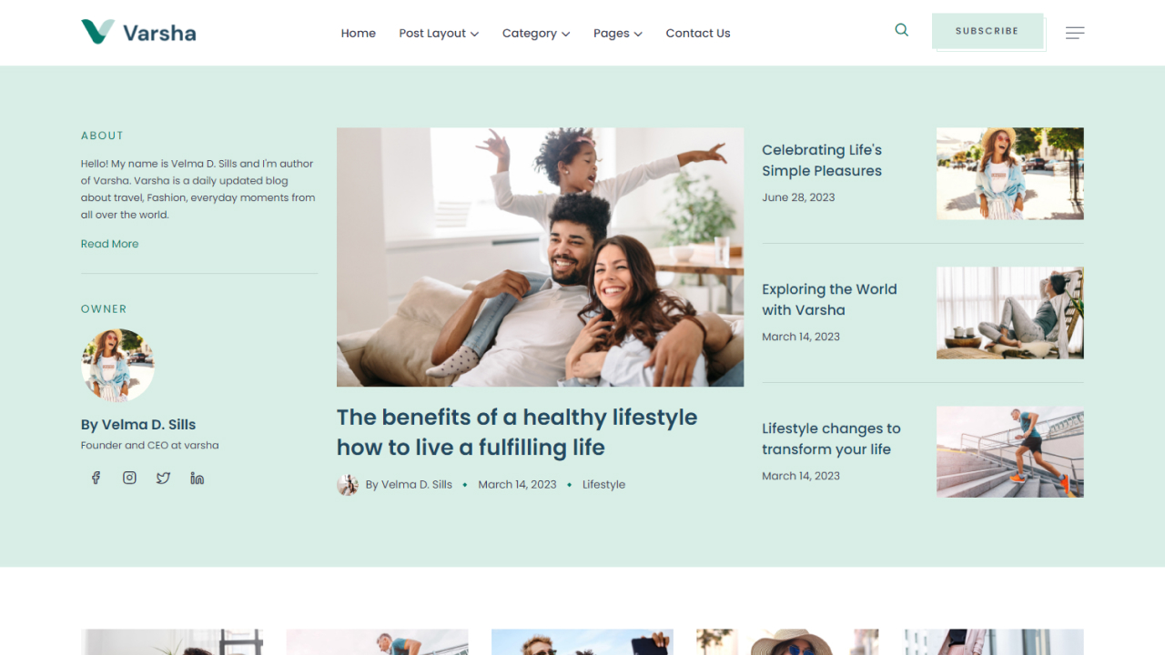Varsha: Personal Blog HTML5 Template